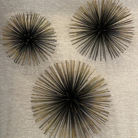 Wall Decor | Mcm Home Decor Black Gold 3d Atomic Starburst Sea Urchin ...